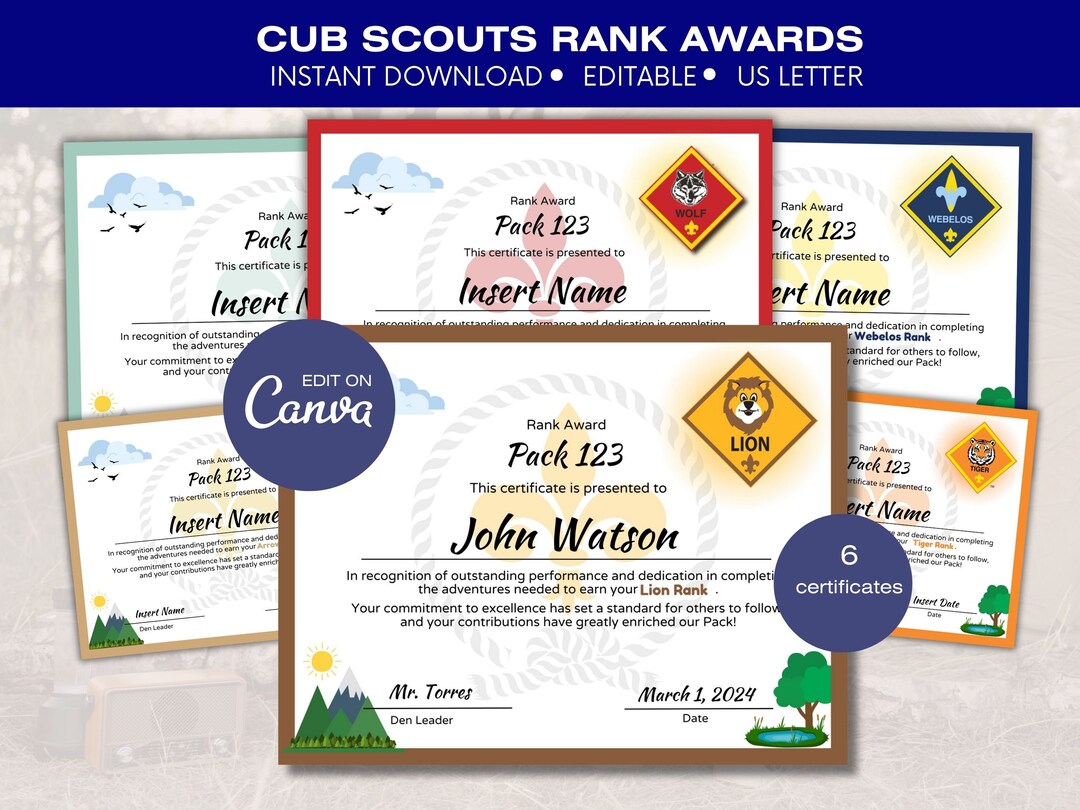 Ceremonia del paquete de premios de rango Cub Scouts DIY 2024, premios ...