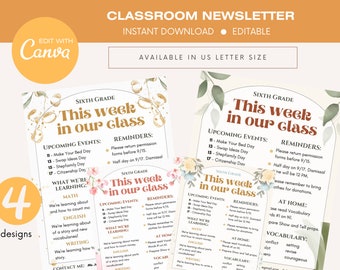 Monthly Newsletter, Colorful Retro Class Elementary Teacher Newsletter ...