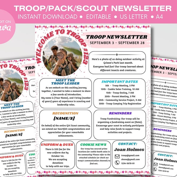 Girl Scout Newsletter Template - Etsy