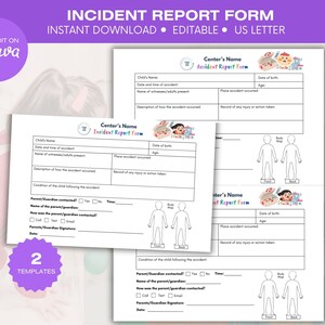 Daycare Boo Boo Report Form Incident Report Form Accident Ouch Report ...