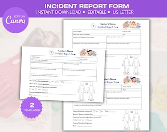 Daycare Boo Boo Report Instant Digital Download for Daycare Homes and ...