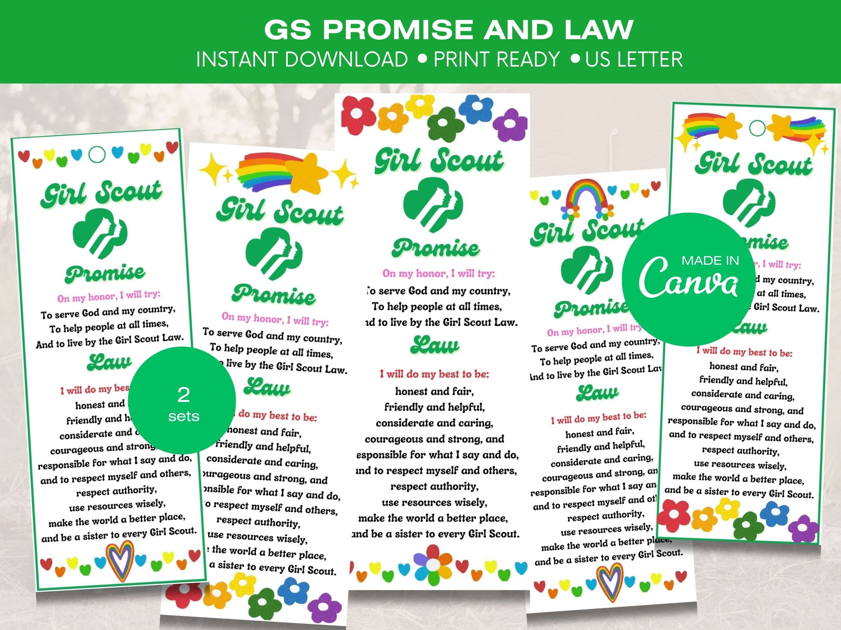 2024 Girl Scout Promise and Law Printable, Girl Scout Bookmark Activity ...