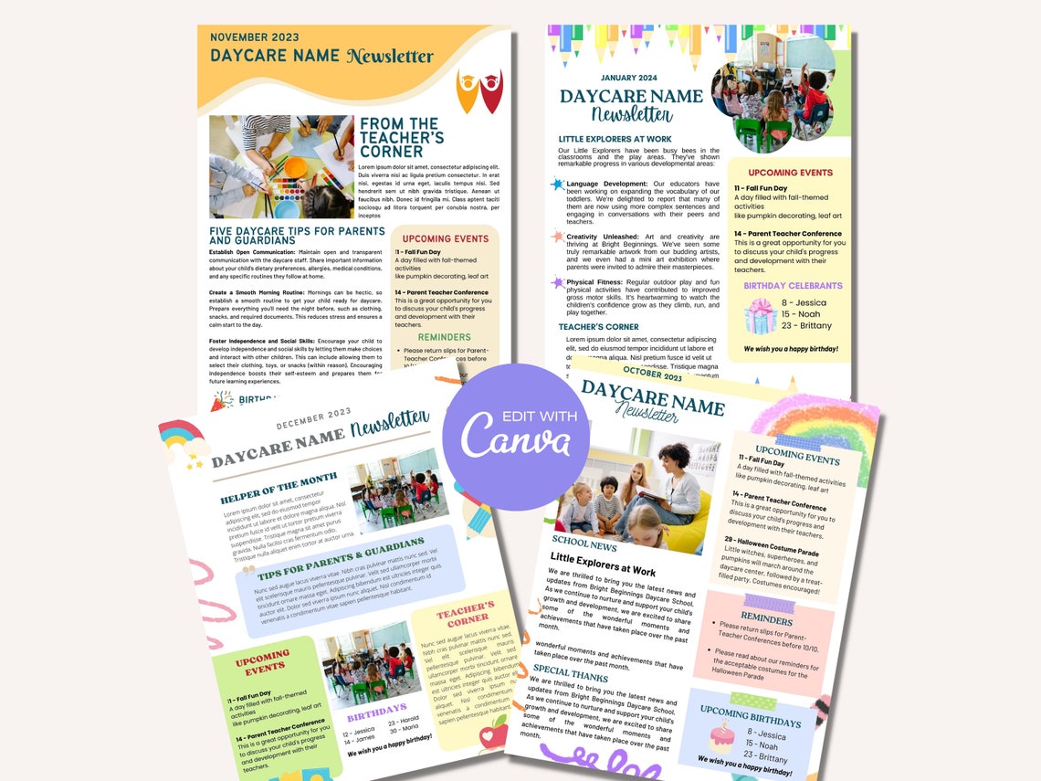 Daycare Newsletter Template, Preschool Newsletter, Toddler Newsletter ...