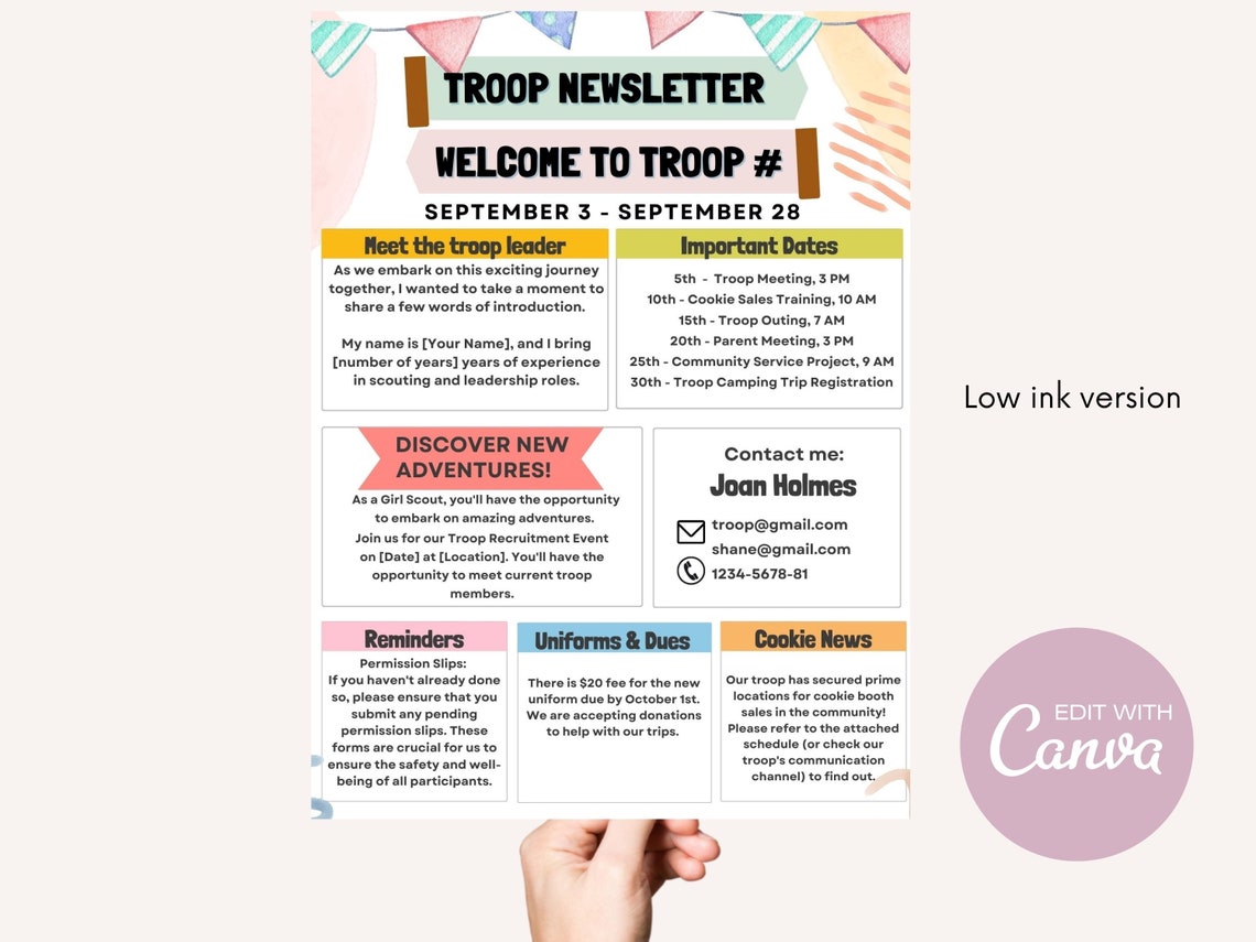 Girl Scout Newsletter Template, Cub Scout Newsletter, Event Newsletter ...
