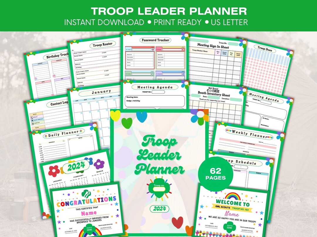 2024 Troop Leader Planner, Girl Scout Troop Leader Organizer Printable ...