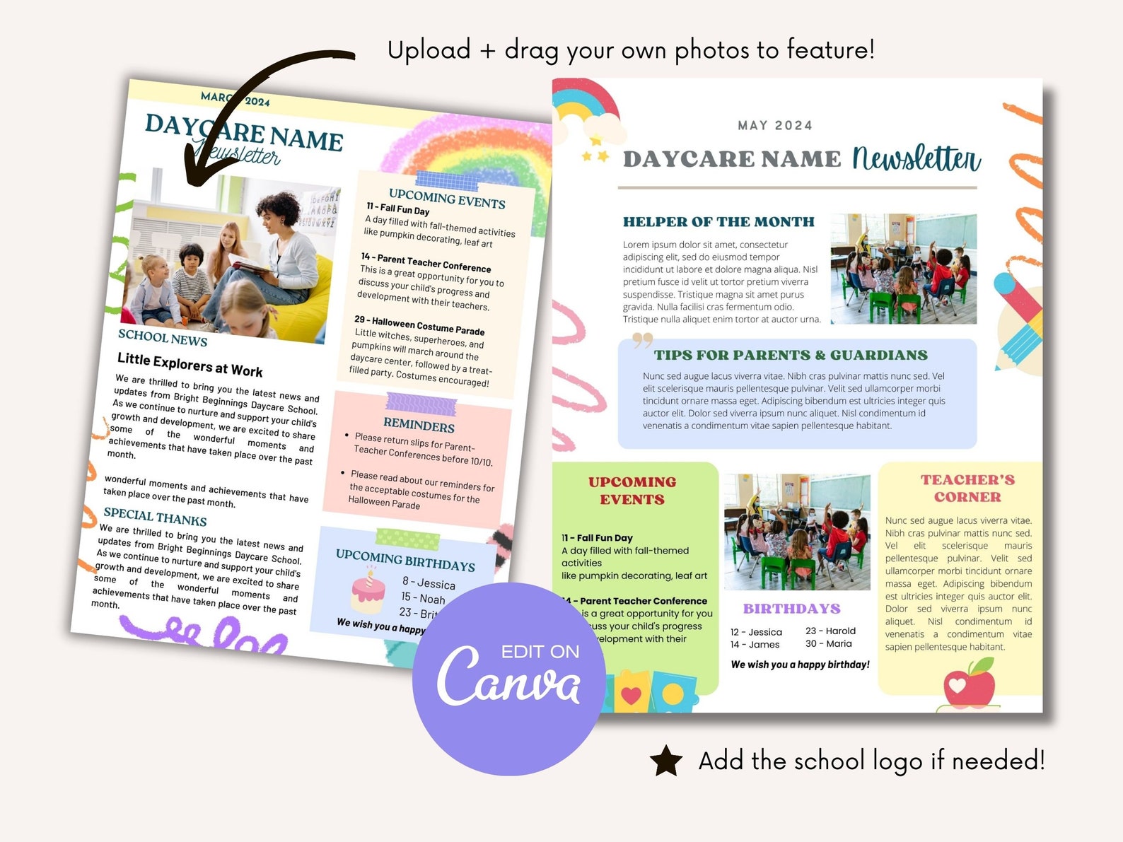 Daycare Newsletter Template, Preschool Newsletter, Toddler Newsletter ...