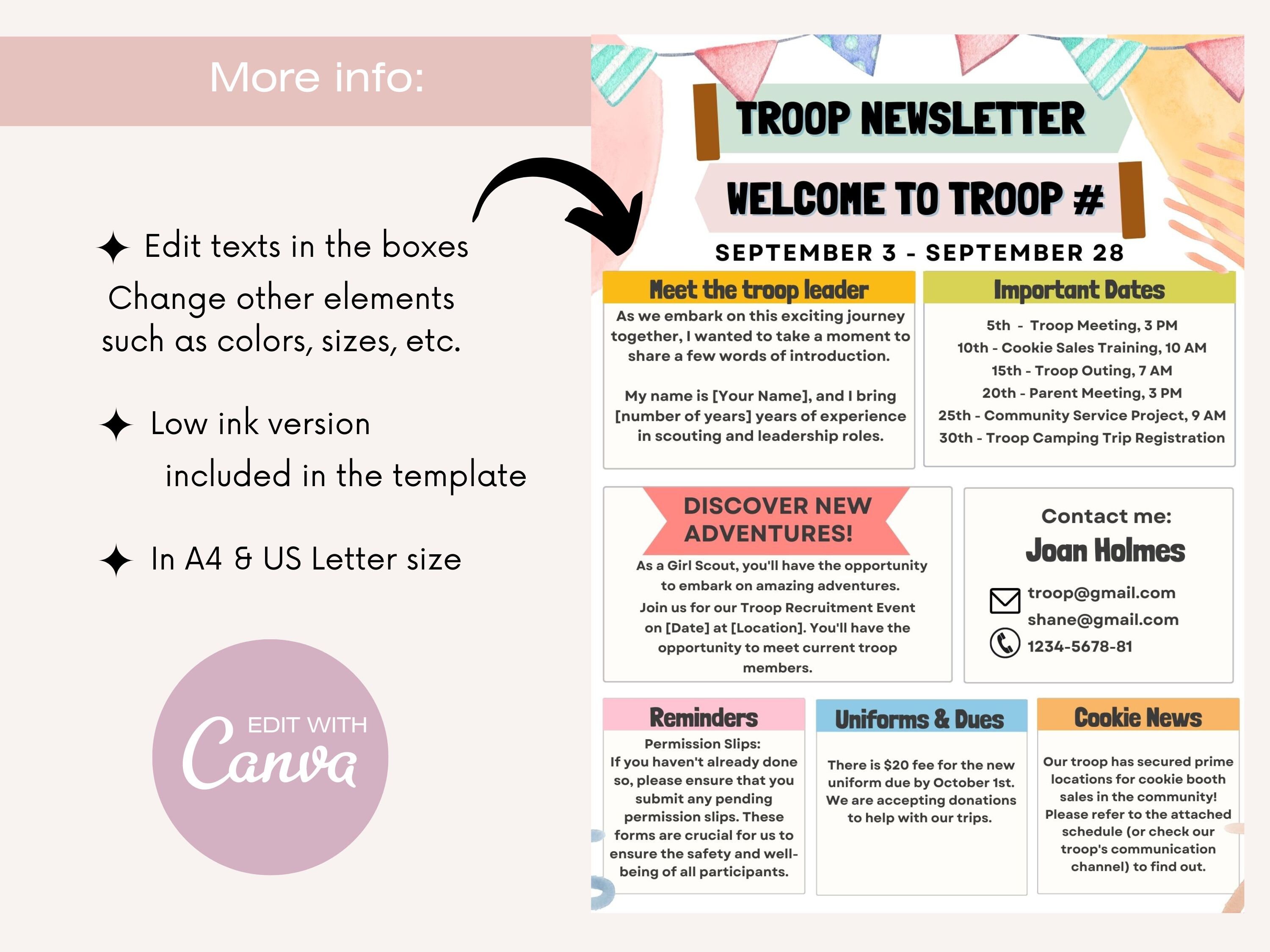 Girl Scout Newsletter Template, Cub Scout Newsletter, Event Newsletter ...