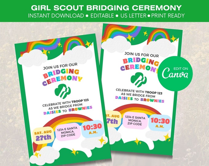 Girl Scouts Bridging Ceremony Invitation Digital Printable PDF JPG ...