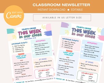 Monthly Newsletter, Colorful Retro Class Elementary Teacher Newsletter ...