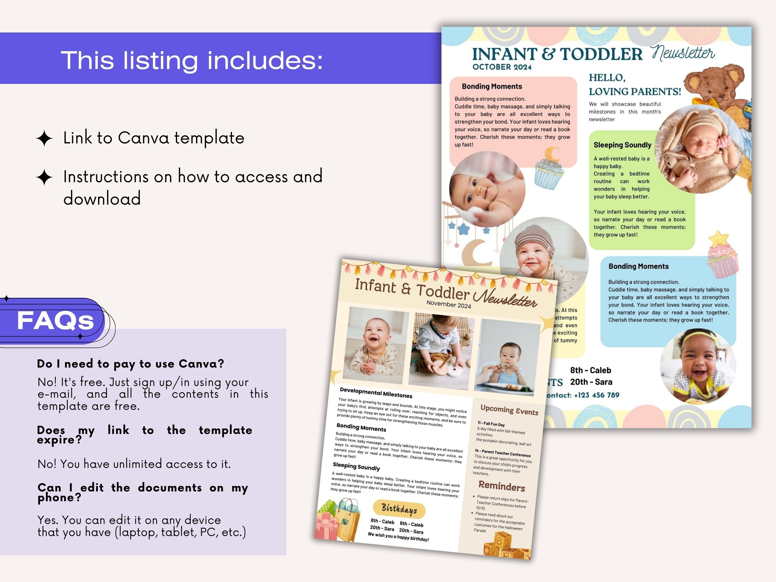 Editable Infant Newsletter Template, Toddler and Baby Newsletter ...
