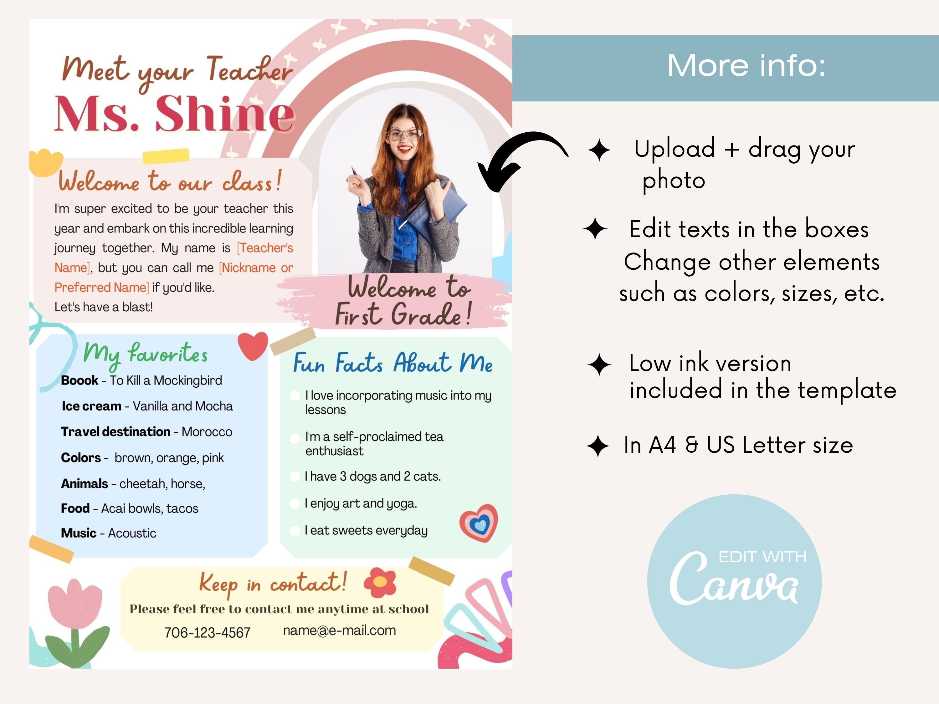 All About Me Teacher Template, Meet the Teacher Template, All About Me ...