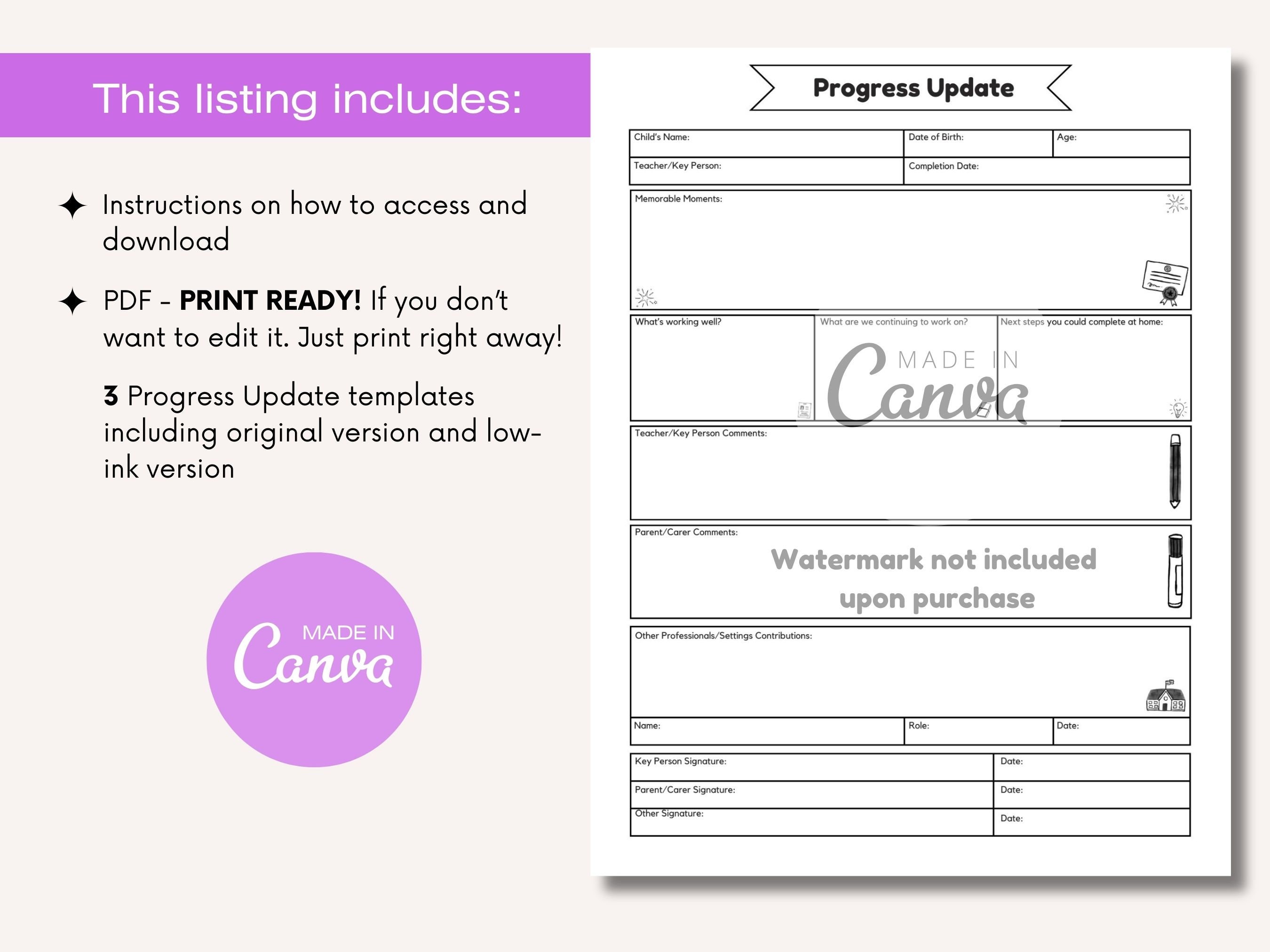 Progress Report Card Template, Student Report Card Template, Progress ...