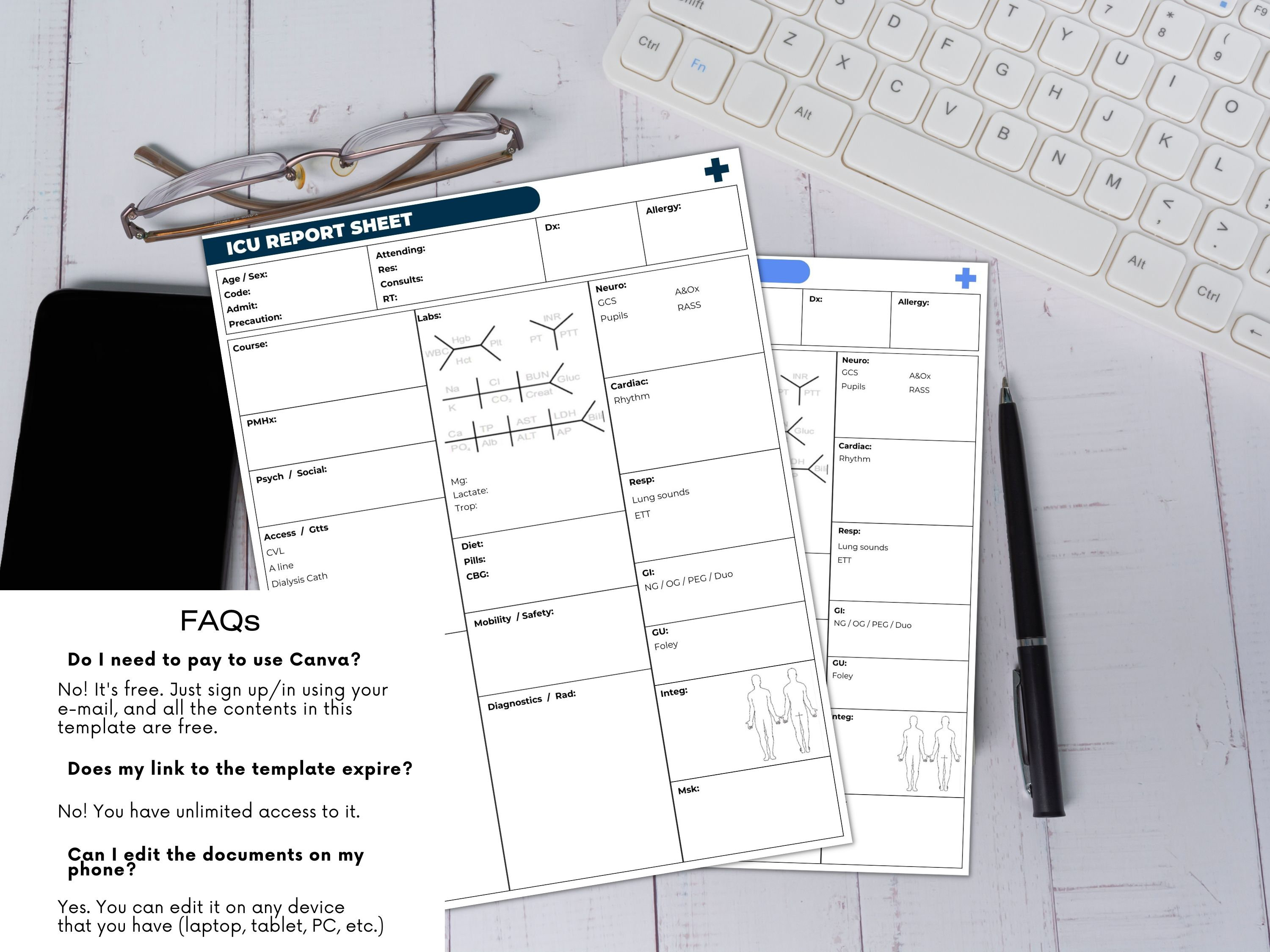 Nurse Report Sheet RN ICU Report Sheet Critical Care Report - Etsy