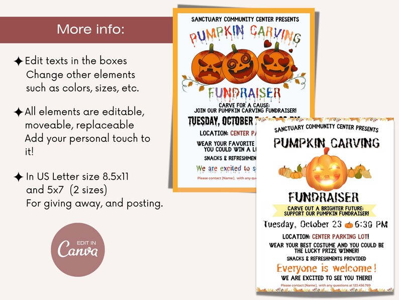 Halloween Fundraiser Flyer Template Bundle 2023 Bake Sale Printable ...