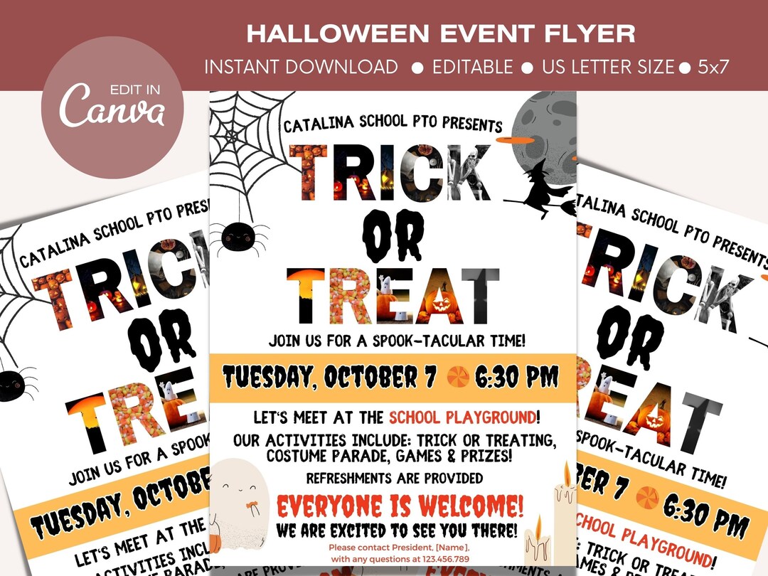 Trick or Treat Flyer Invitation Template Halloween Event Invitation ...