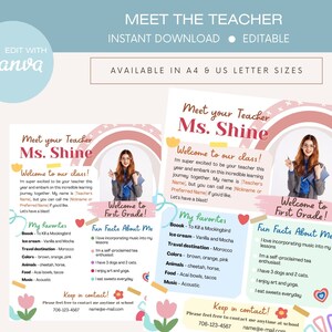 All About Me Teacher Template Meet the Teacher Template All - Etsy