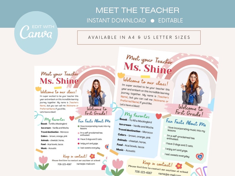 All About Me Teacher Template, Meet the Teacher Template, All About Me ...