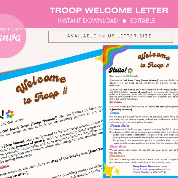Troop Welcome Letter - Etsy