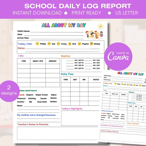 Toddler Daily Report - Etsy