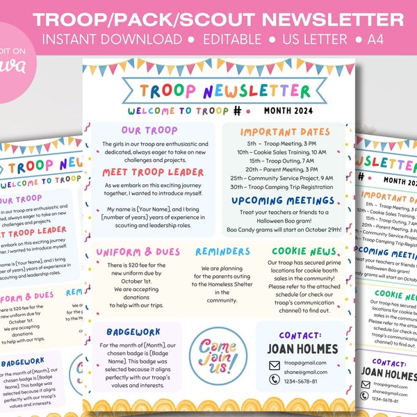 Girl Scout Newsletter Template - Etsy