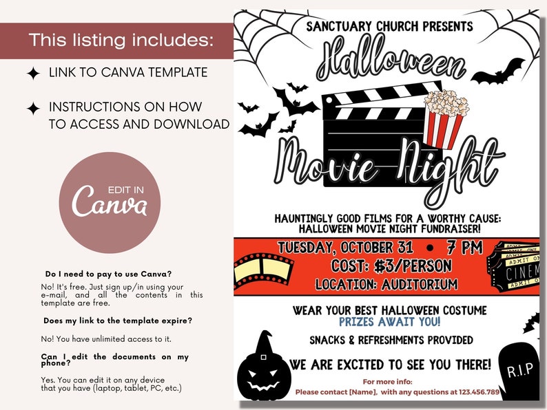 Halloween Fundraiser Flyer Template Bundle 2023 Bake Sale Printable ...