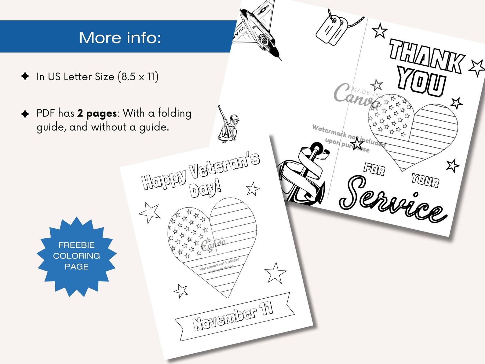 Happy Veterans Day Coloring Page, Veterans Day Thank You Card, Thank ...