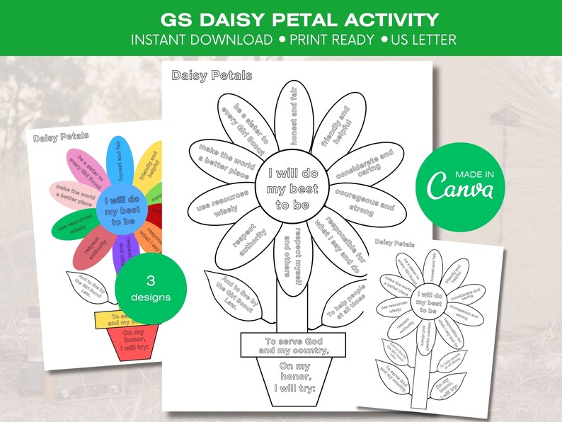 Girl Scout Daisy Petals Chart, Promise and Law Coloring Pages, Daisy ...