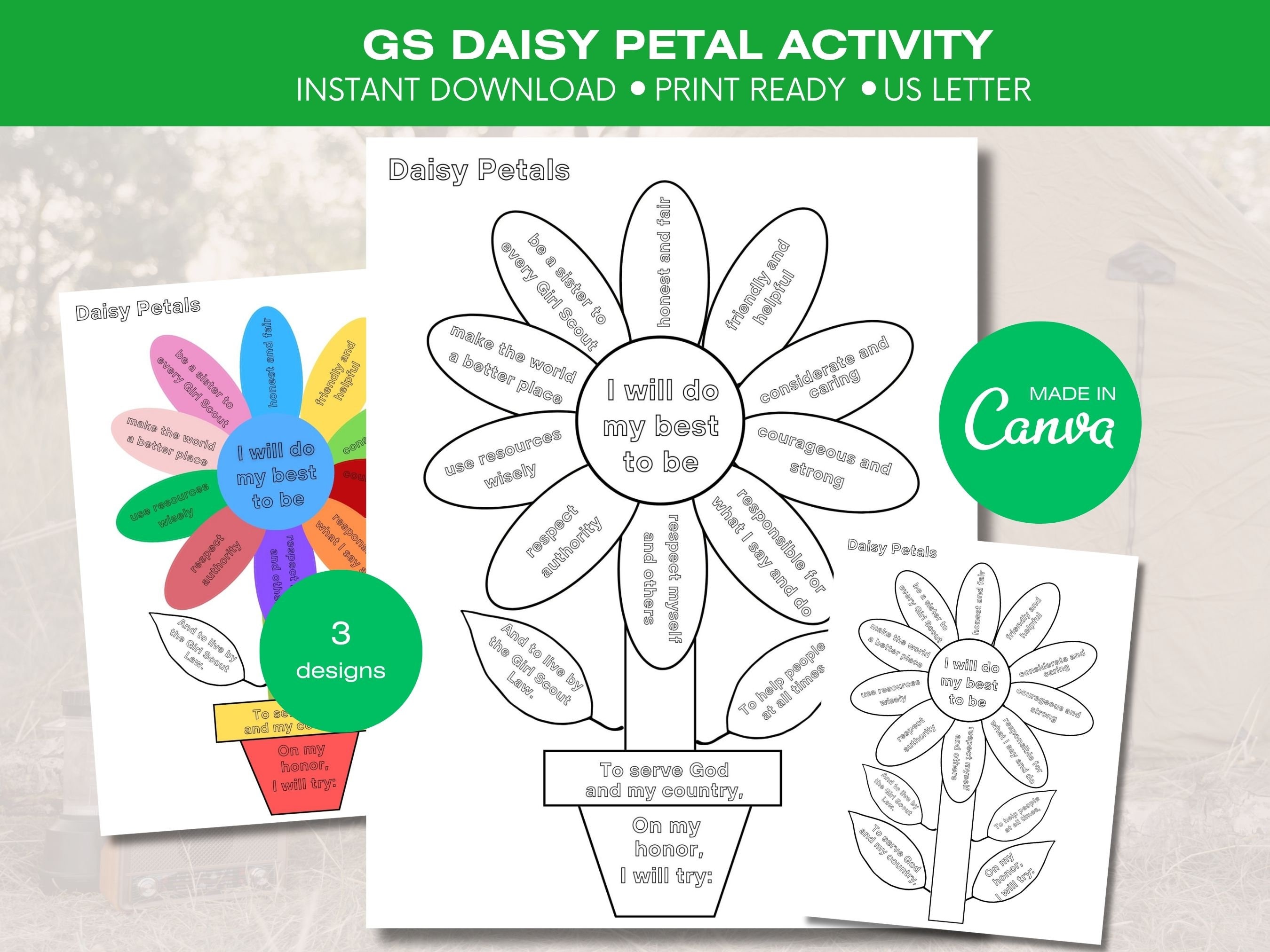 Girl Scout Daisy Petals Chart, Promise and Law Coloring Pages, Daisy ...