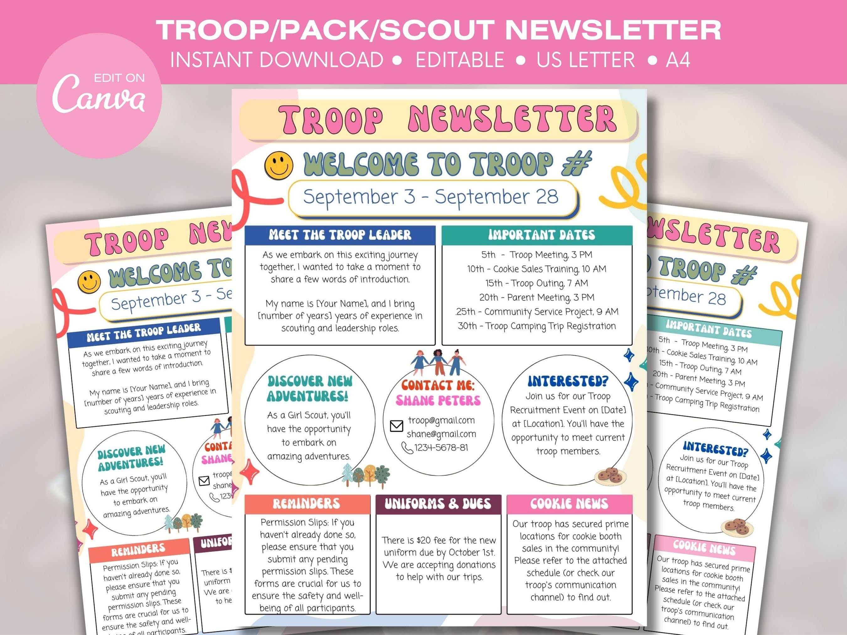 Girl Scout Newsletter Template, Troop Newsletter, Cub Scout Newsletter ...