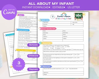 All About My Child Form Essential Daycare Forms for Infants Get to Know ...