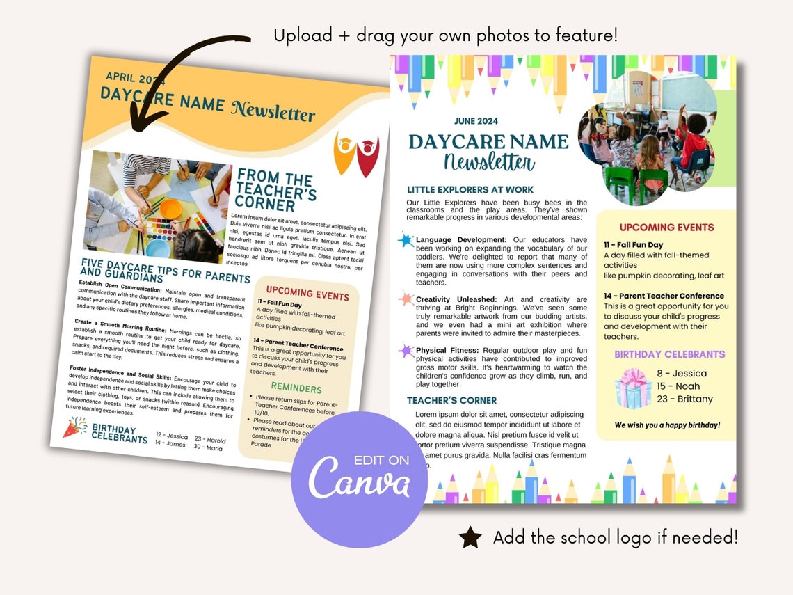 Daycare Newsletter Template, Preschool Newsletter, Toddler Newsletter ...