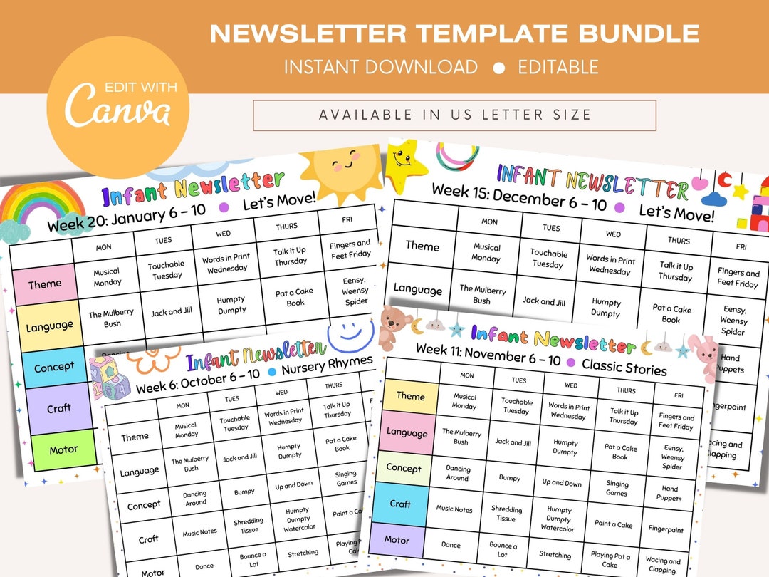 Infant Newsletter Template, Toddler Newsletter Template, Childcare ...