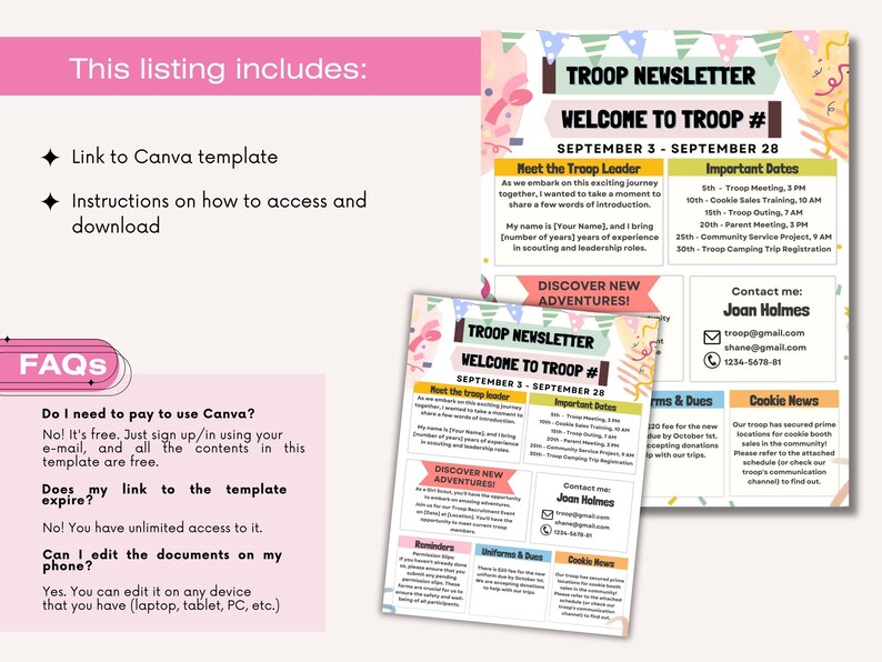 Girl Scout Newsletter Template, Cub Scout Newsletter, Event Newsletter ...