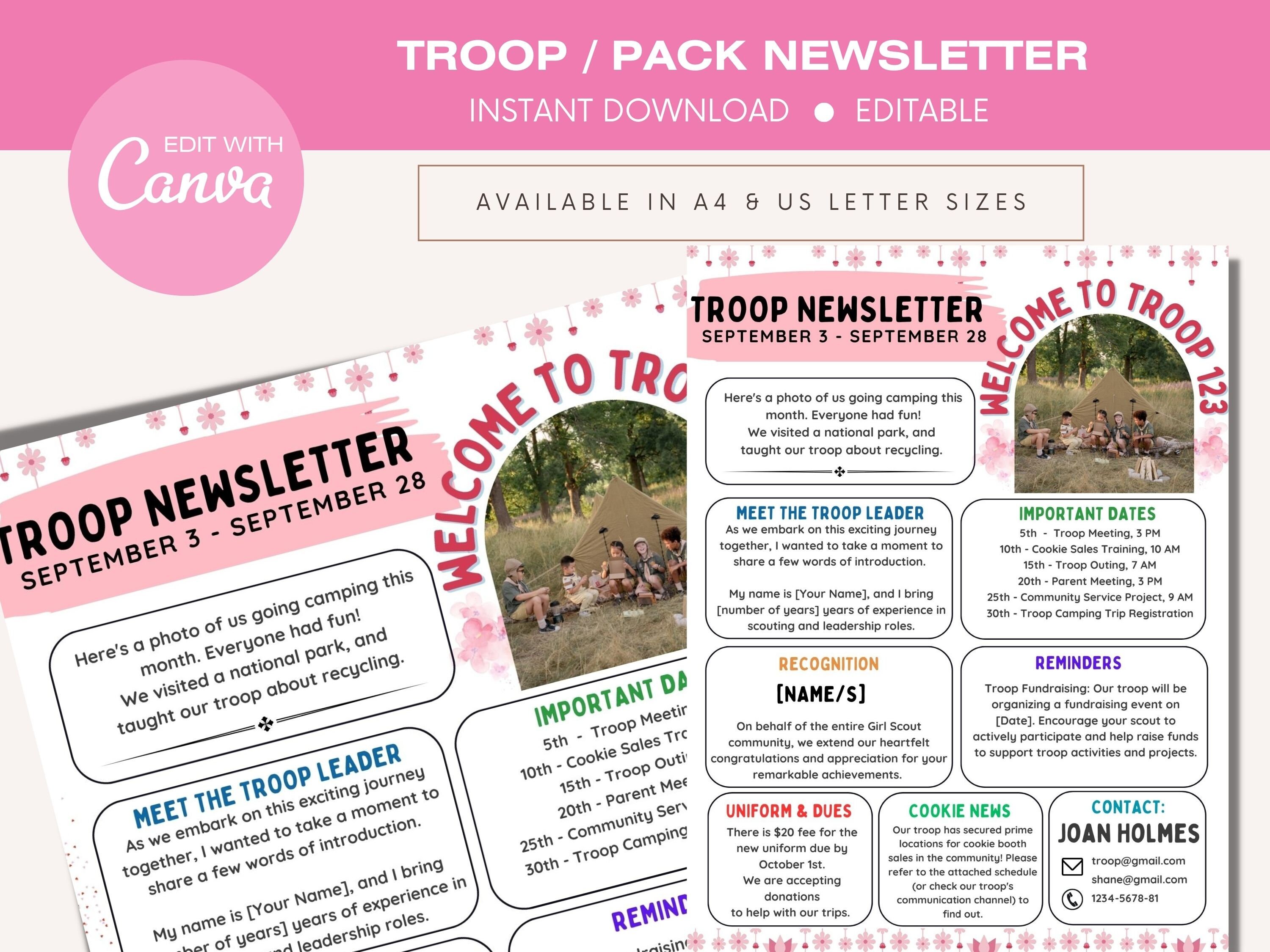Girl Scouts Newsletter, Cub Scouts Newsletter, Troop Newsletter, School ...