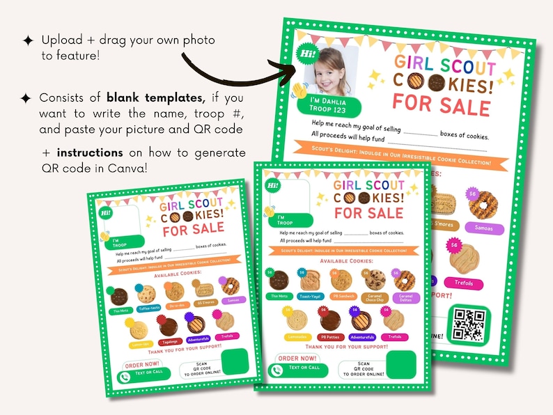 Editable Girl Scout Cookie Sales Flyer 2024 With QR Code for ABC and ...