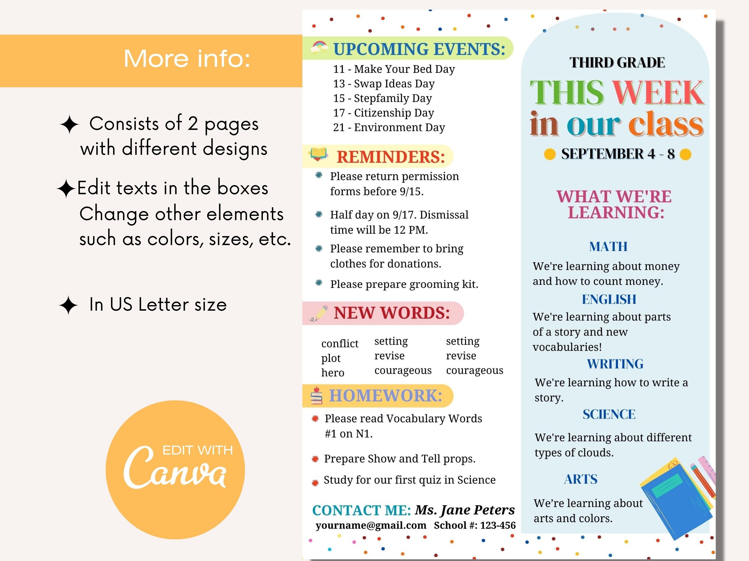 Classroom Weekly Newsletter Biweekly Newsletter, Daycare Newsletter ...