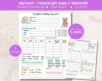Toddler Report, Infant Report, Daily Toddler and Baby Schedule for ...