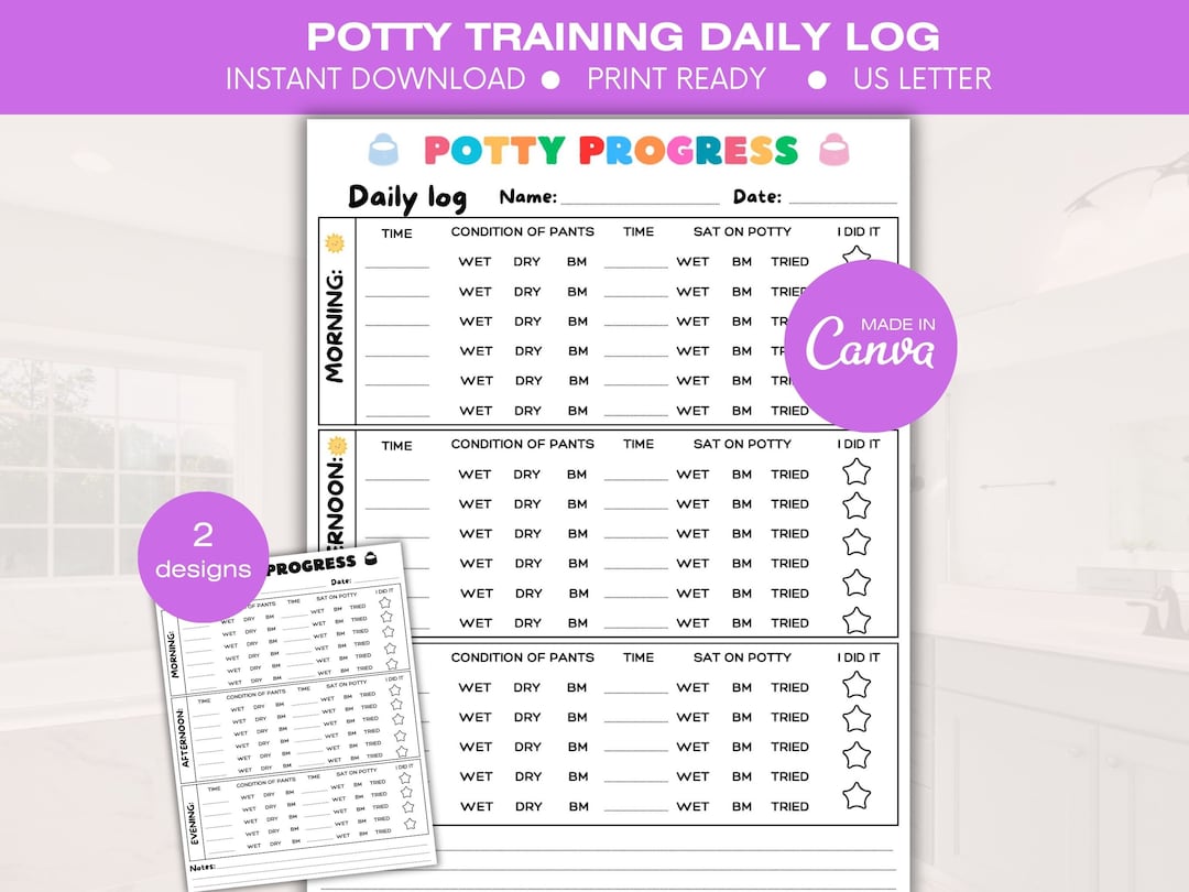 Buy Potty Training Daily Log Printable Report Tracker, Potty Tracker ...