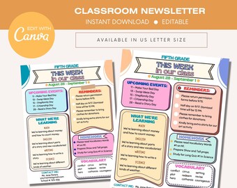 Monthly Newsletter, Colorful Retro Class Elementary Teacher Newsletter ...