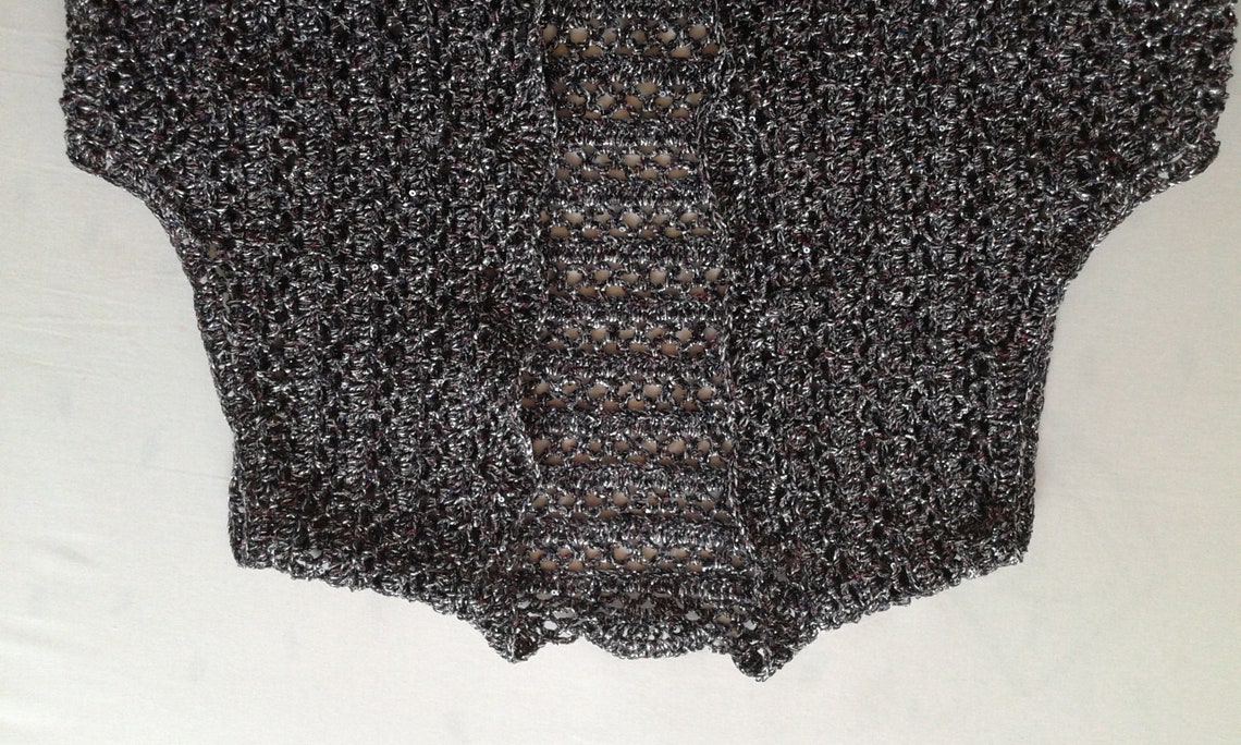 Handmade Crochet Cardigan Vest With Sequins and Glossy Yarn for Women's ...