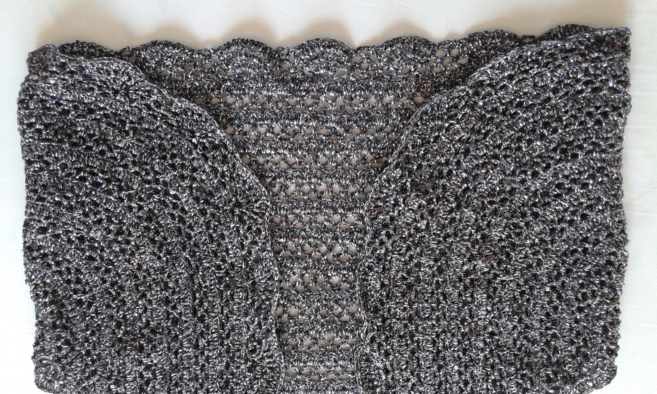 Handmade Crochet Cardigan Vest With Sequins and Glossy Yarn for Women's ...