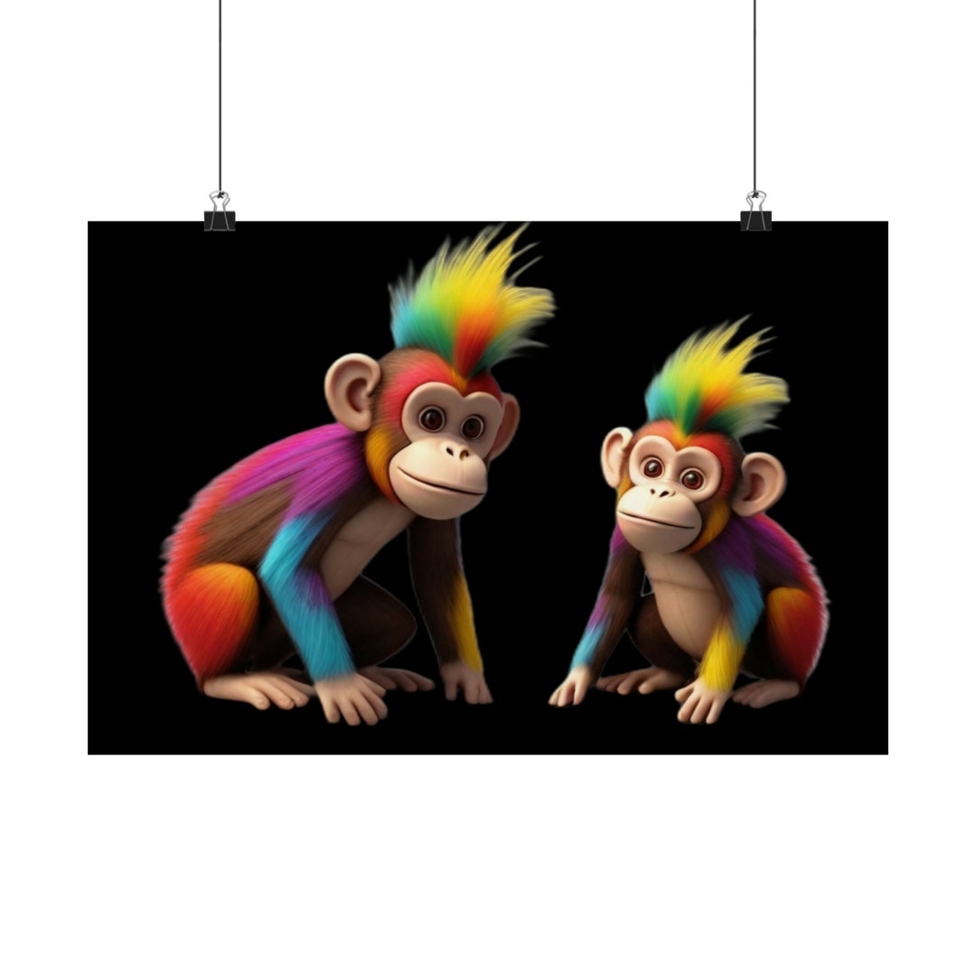 Monkey Poster Matte Horizontal Posters - Etsy