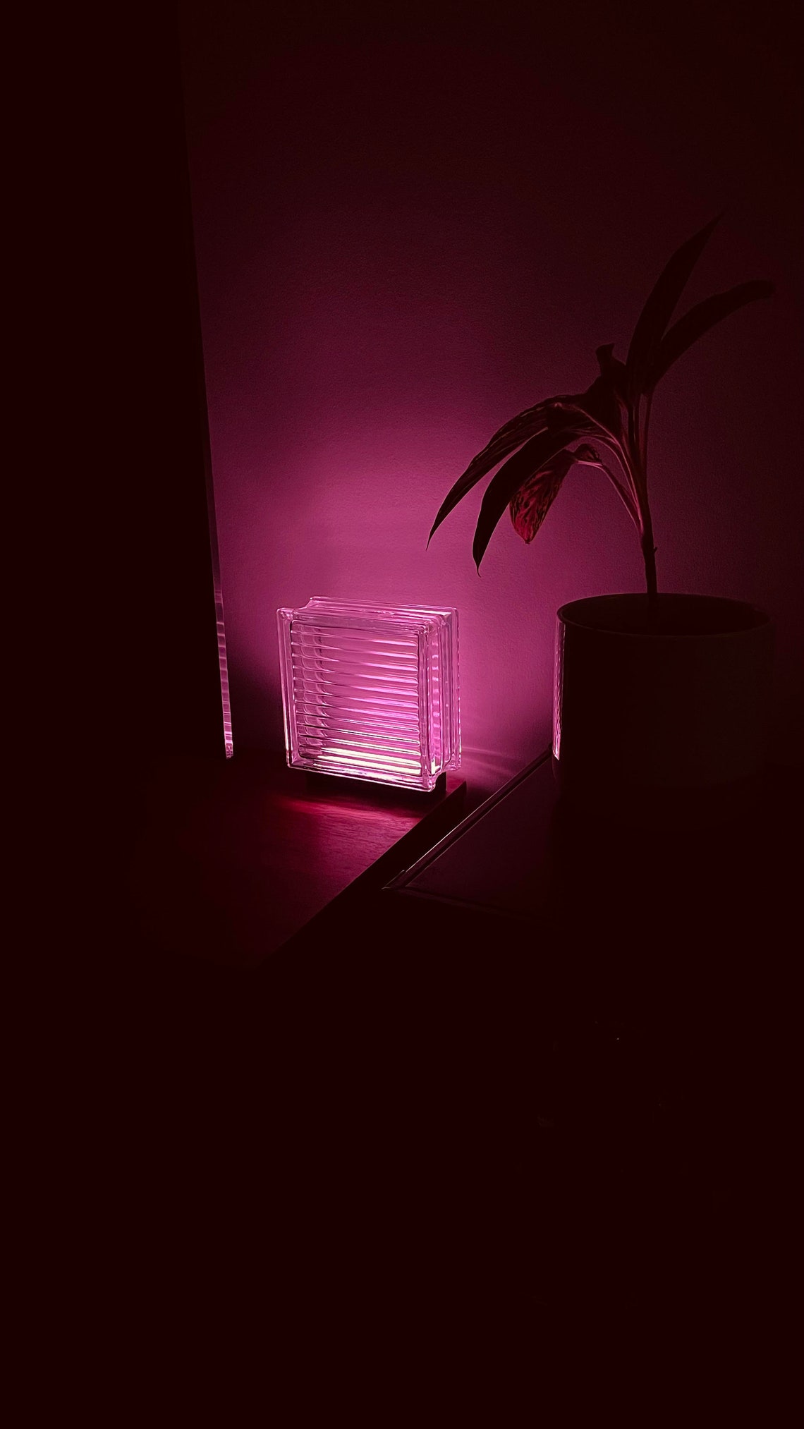 Minimalist Vintage Glass Block LED Table Lamp - Etsy Canada