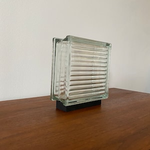 Minimalist, Vintage Glass Block LED Table Lamp - Etsy