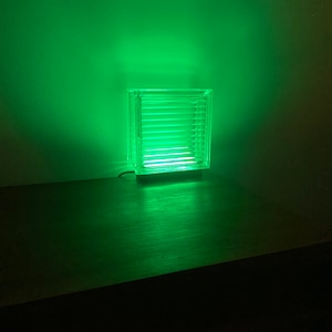 Minimalist, Vintage Glass Block LED Table Lamp - Etsy