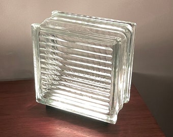 Minimalist, Vintage Glass Block LED Table Lamp - Etsy