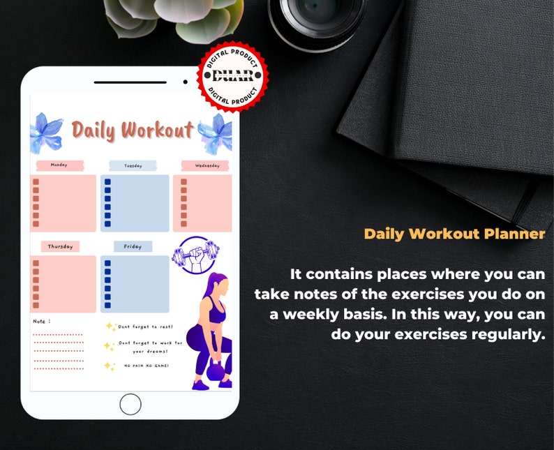 Daily Workout Tracker Printable Daily Exercise Log Fitness - Etsy