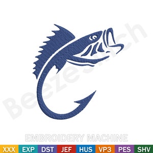Fishing Hook Embroidery Design, Fish Hook Embroidery Design, Embroidery ...