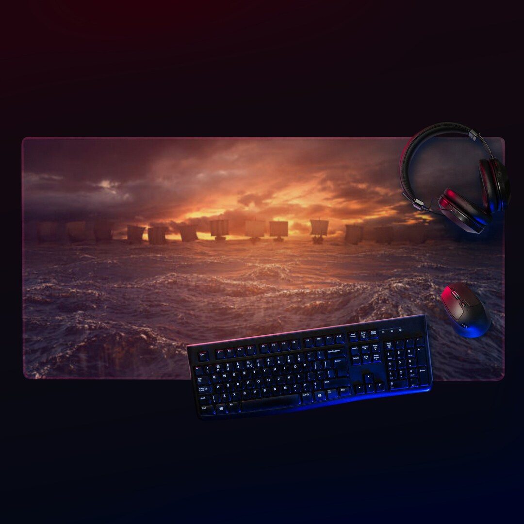 Dawn Raid Viking Desk Mat, Large Mouse Pad, Nordic Aesthetic Mousepad ...