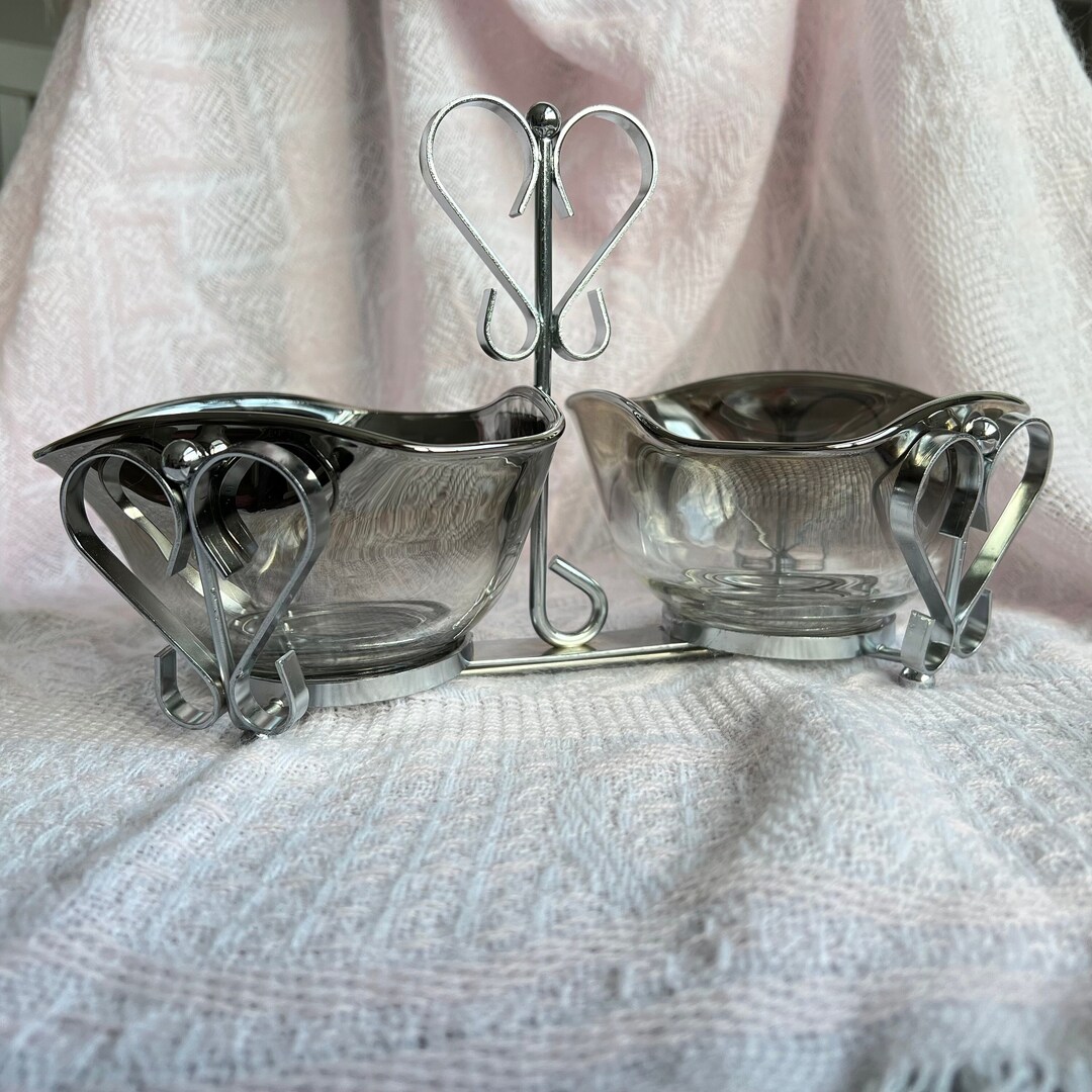 Vintage Queen's Lusterware Bowls With Caddy, for Entertaining, Silver ...